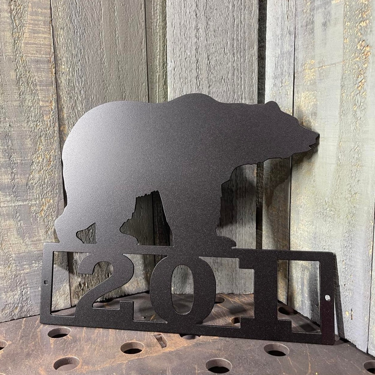 Metal Bear Address Sign Wilderness Plasma Cut Sign Art– Woodpost Metalworks