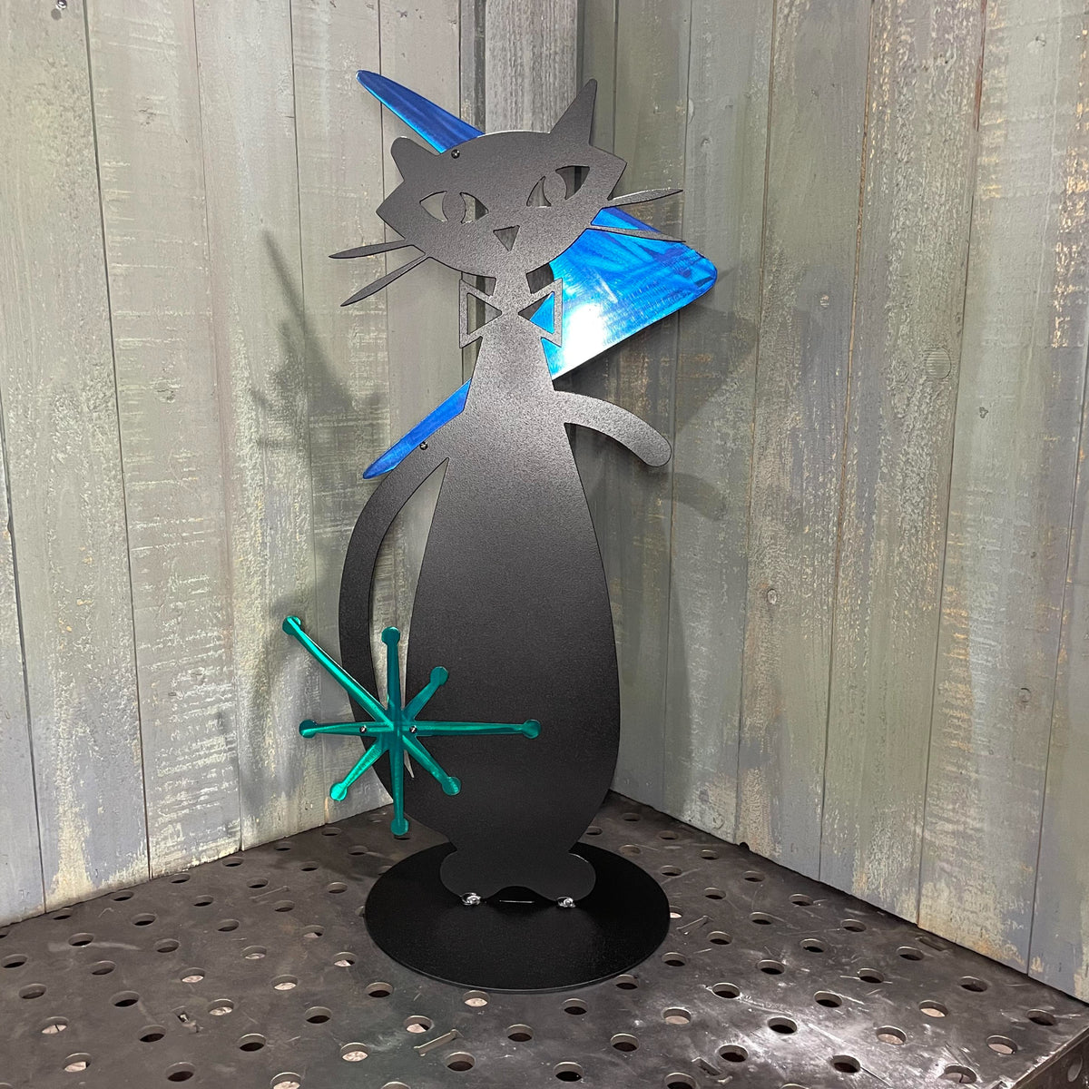 MCM Cat with Boomerang | Woodpost Metalworks