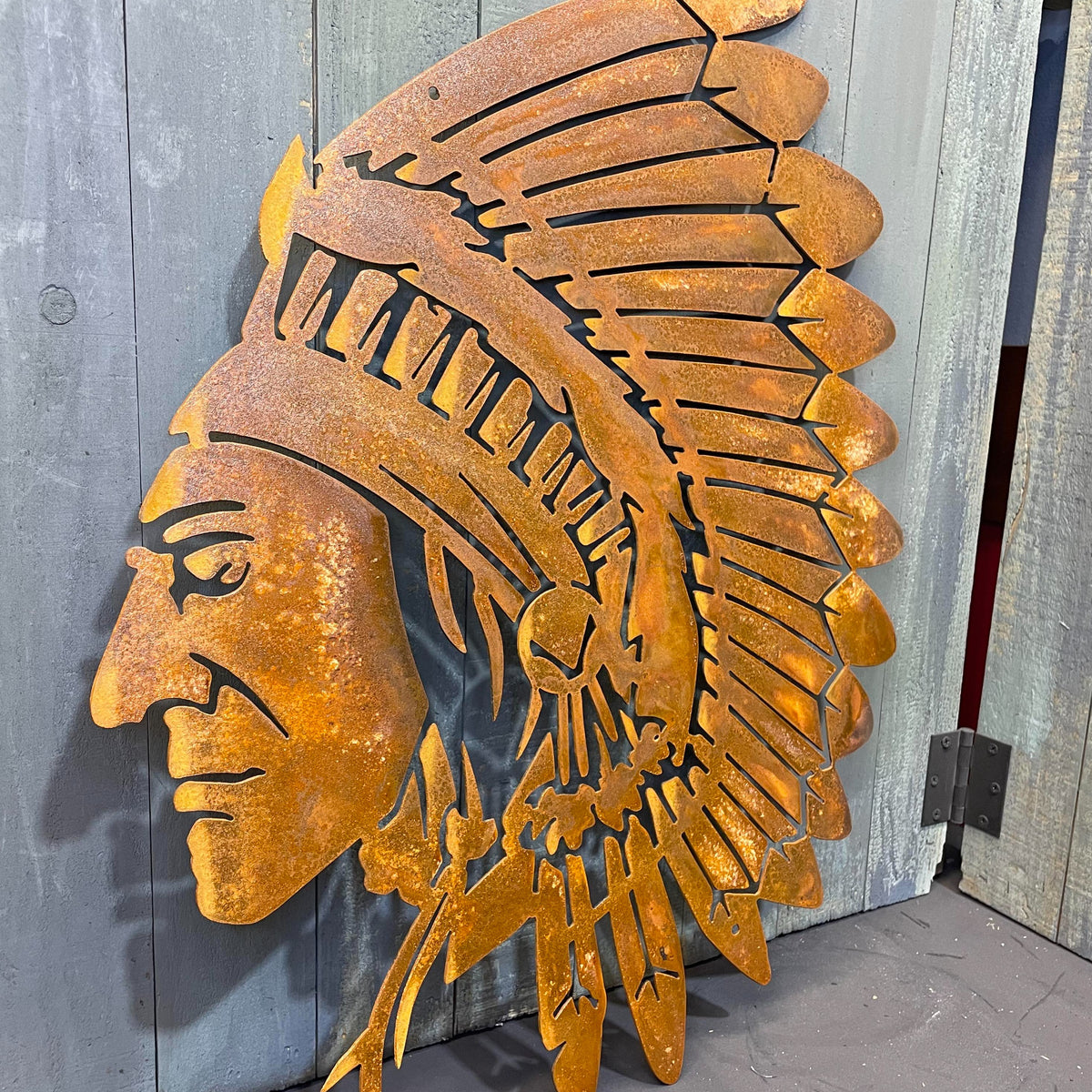 Metal Native American Chief Plasma Cut Sign Art Indian Chief– Woodpost ...