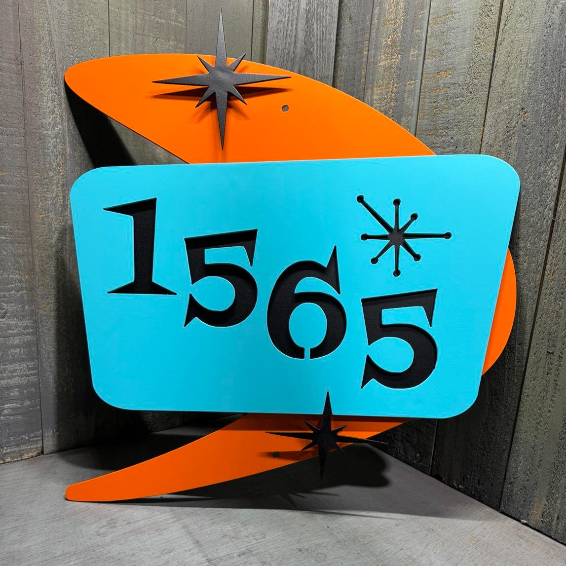 Large Boomerang MCM Address Sign Midcentury Modern Atomic Star Jetsons ...