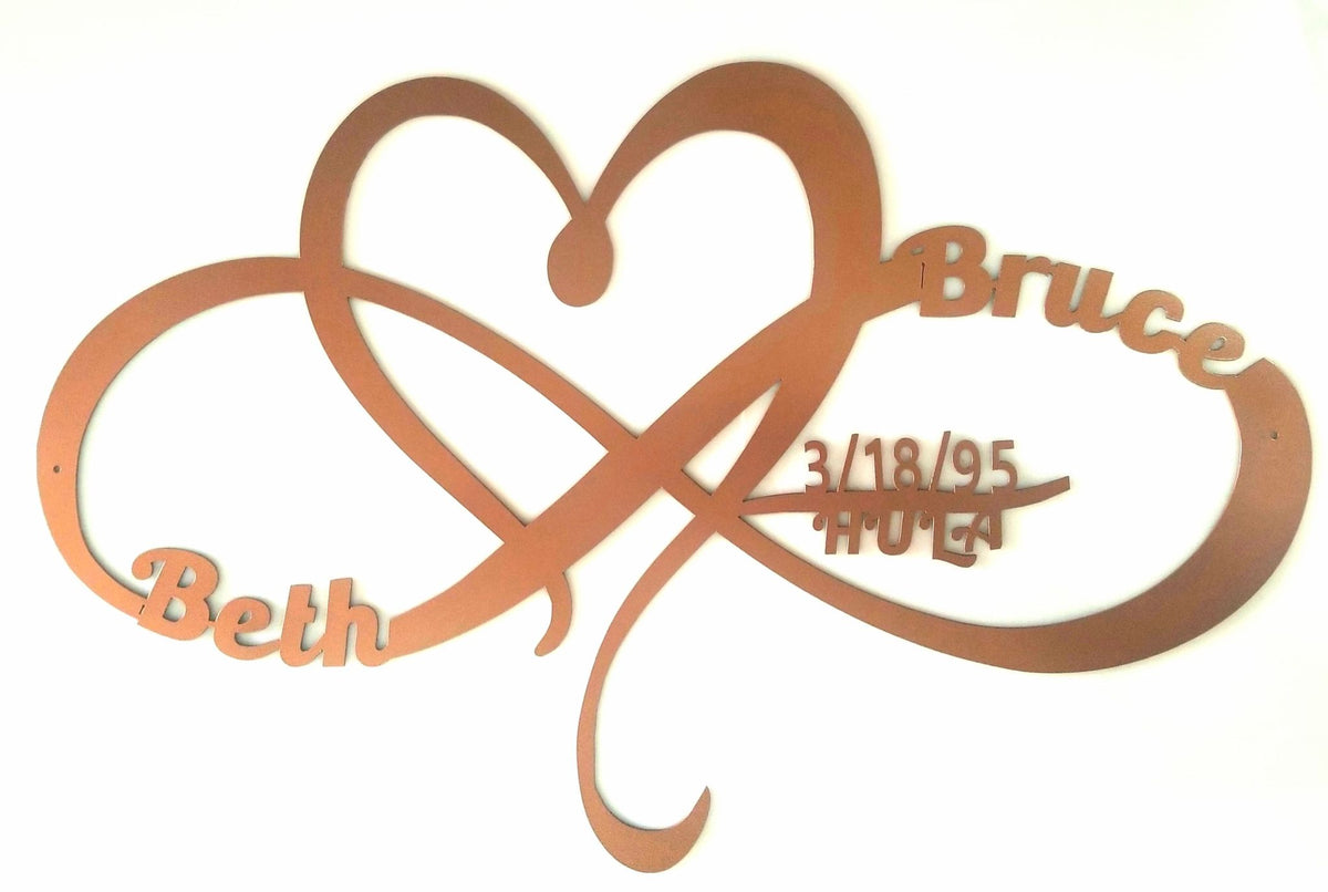Personalized Heart and Infinity Symbol | Woodpost Metalworks