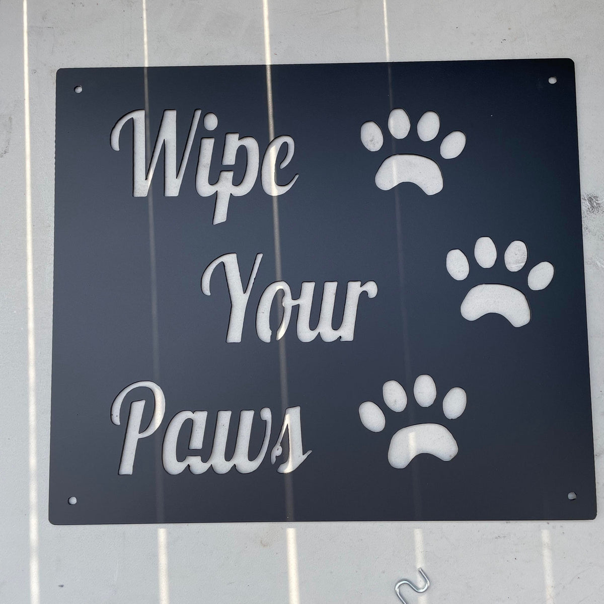 "Wipe Your Paws" Metal Sign | Woodpost Metalworks