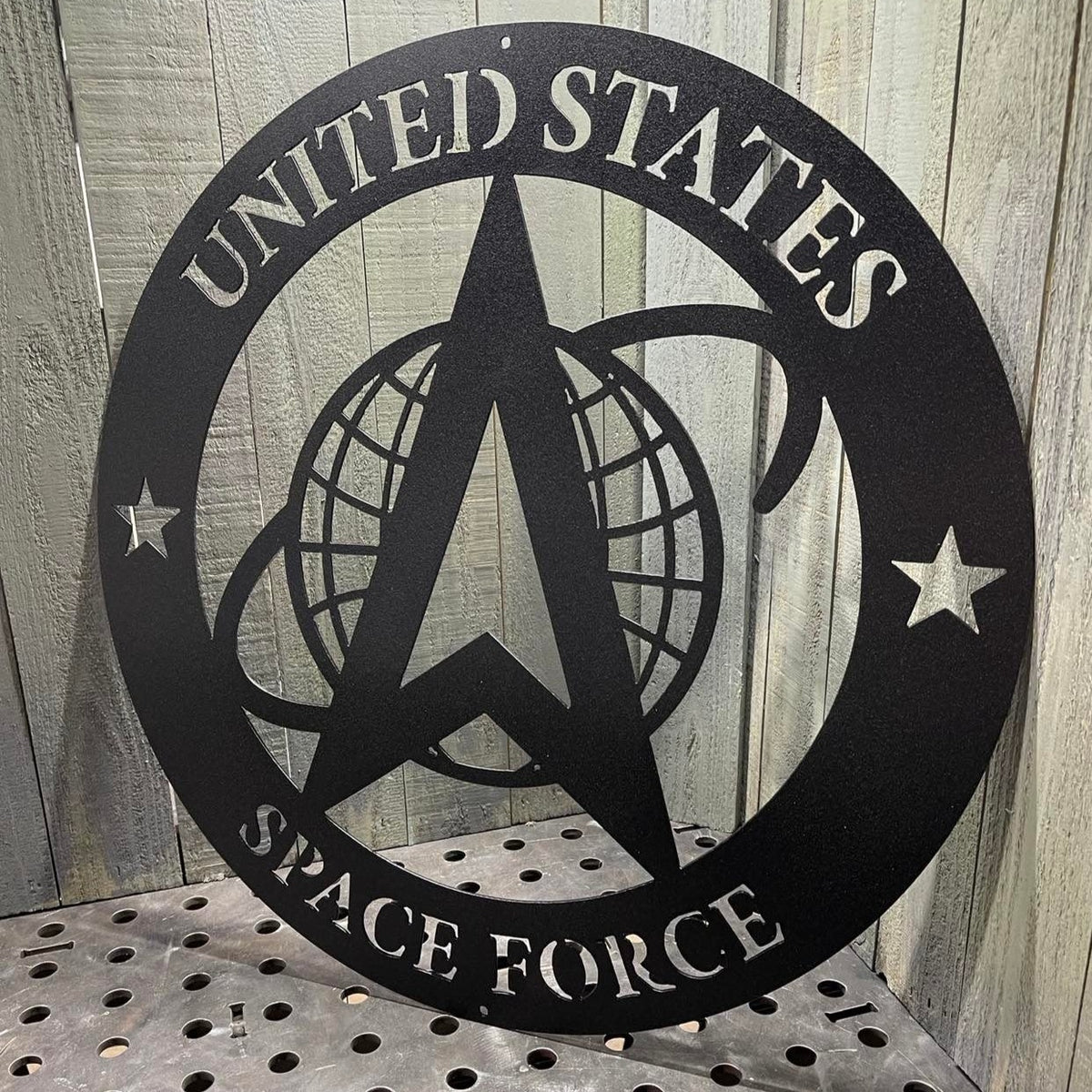Metal Space Force Crest Military Plasma Cut Sign Art– Woodpost Metalworks