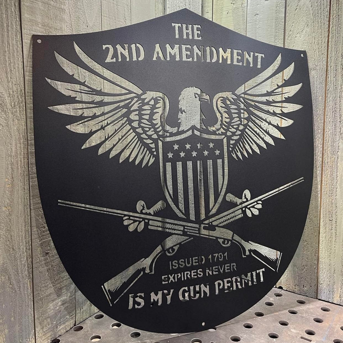 2nd Amendment Eagle Crest Metal Sign Gun Gift Eagle Firearms Protected ...