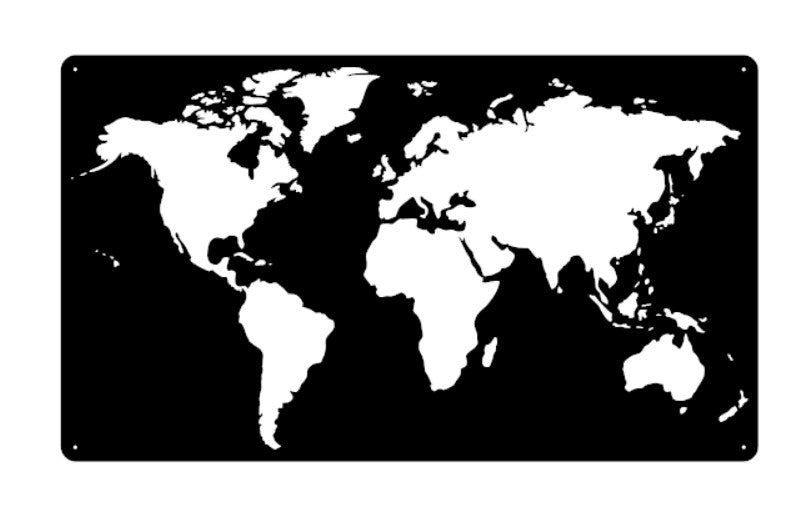 World Map Negative Space | Woodpost Metalworks