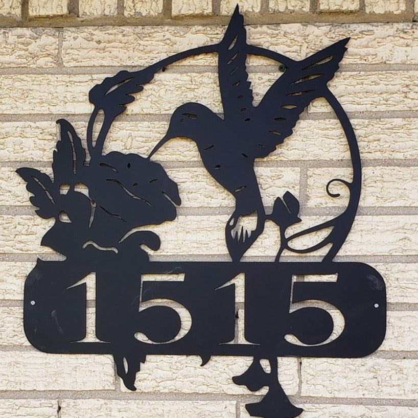 Hummingbird Address Sign | Woodpost Metalworks