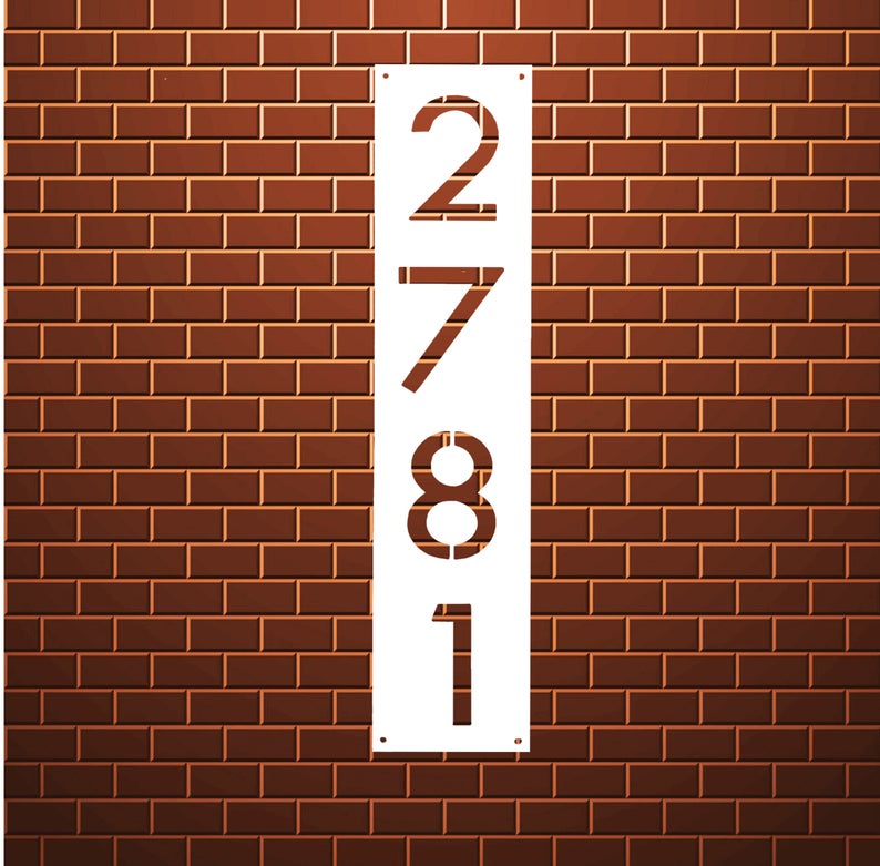 Vertical Address Sign | Woodpost Metalworks